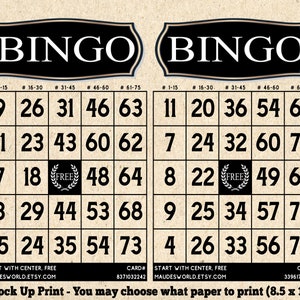 1200 Bingo Cards Black Color Vintage Theme PDF Instant Printable Fun ...
