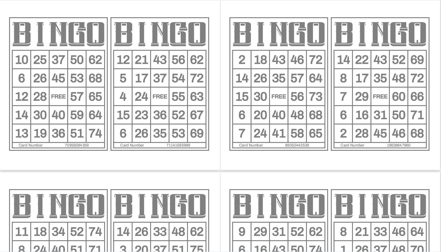 1200 Printable Bingo Cards, 2 per Page, Large, Activities for Seniors ...