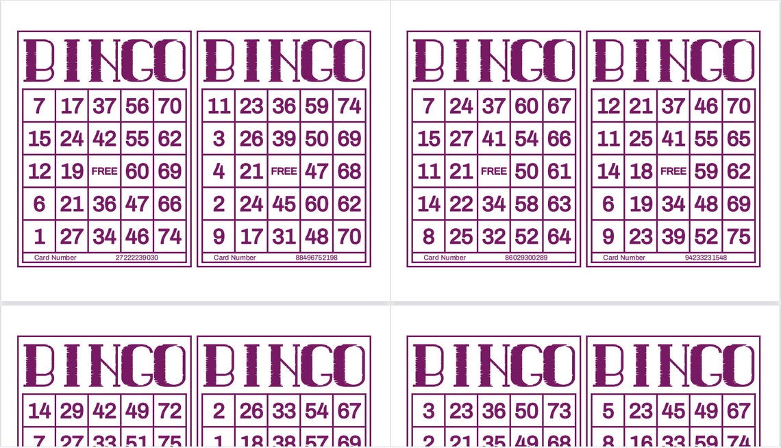 1200 Printable Bingo Cards 2 per Page Large Activities for - Etsy