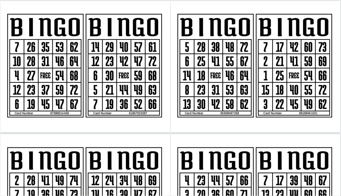 1200 Printable Bingo Cards 2 per Page Large Activities for - Etsy