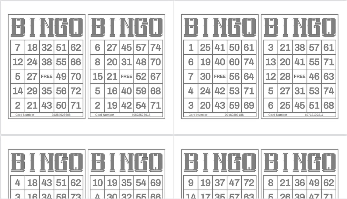 1200 Printable Bingo Cards 2 per Page Large Activities for - Etsy