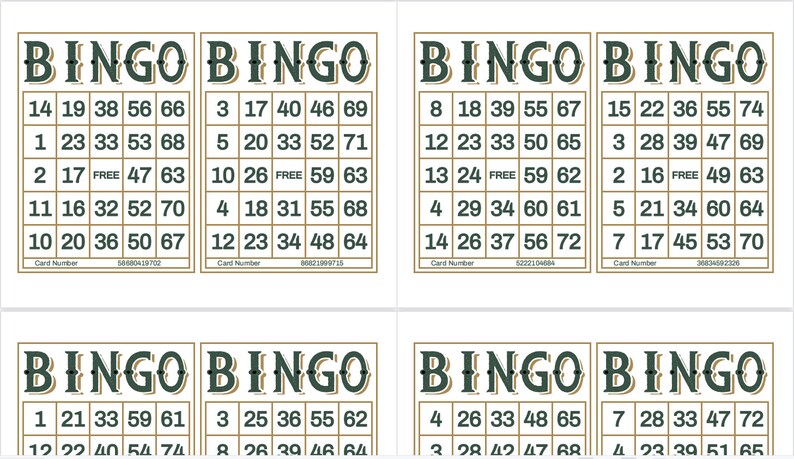 1200 Printable Bingo Cards, 2 per Page, Large, Activities for Seniors ...