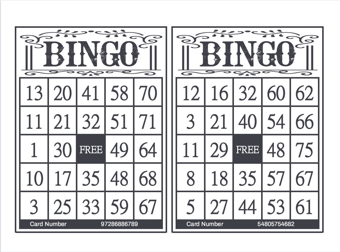 75 Balls Classic Bingo Cards Printable Instant Download 1200 Cards 2 ...