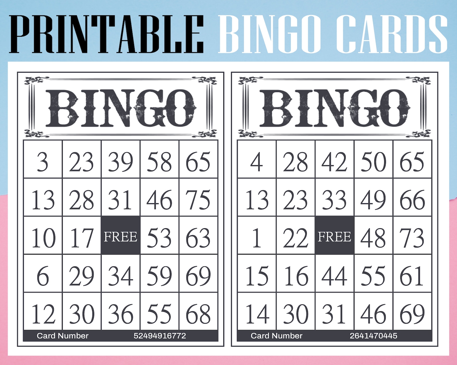 Printable Classic Bingo Card - Instant Download - Perfect for Parties ...