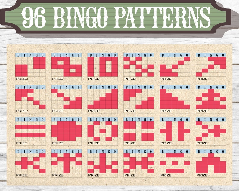 96 Bingo Patterns 24 per Page Printable Instant Download - Etsy