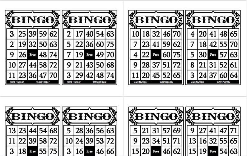 75 Balls Classic Bingo Cards Printable Instant Download 1200 Cards per ...