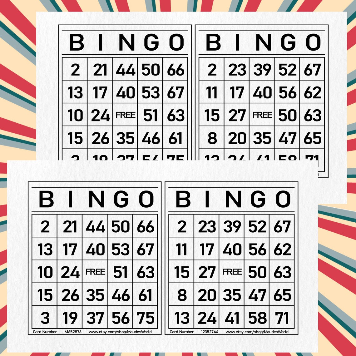 1200 Printable Bingo Cards 2 per Page Large Activities for - Etsy