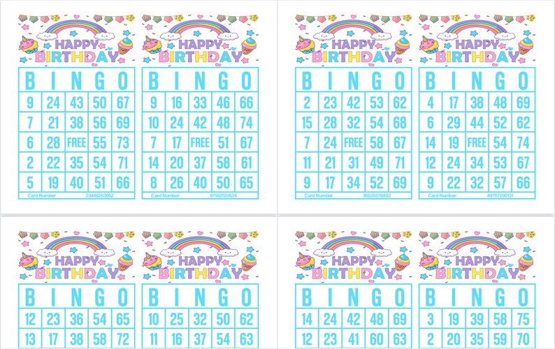 1200 Printable Bingo Cards, 2 per Page, Large, Birthday Bingo Game ...
