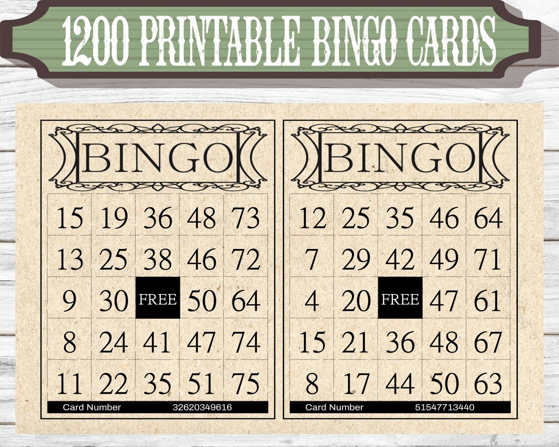 Classic Game Bingo Cards Printable Instant Download 1200 Cards 2 per ...