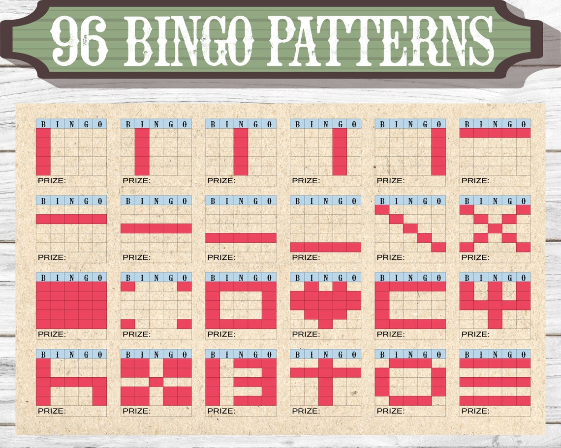 96 Bingo Patterns 24 per Page Printable Instant Download - Etsy