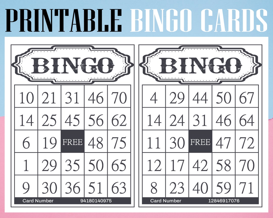 75 Balls Classic Bingo Card Printable Instant Download 1200 Cards per ...
