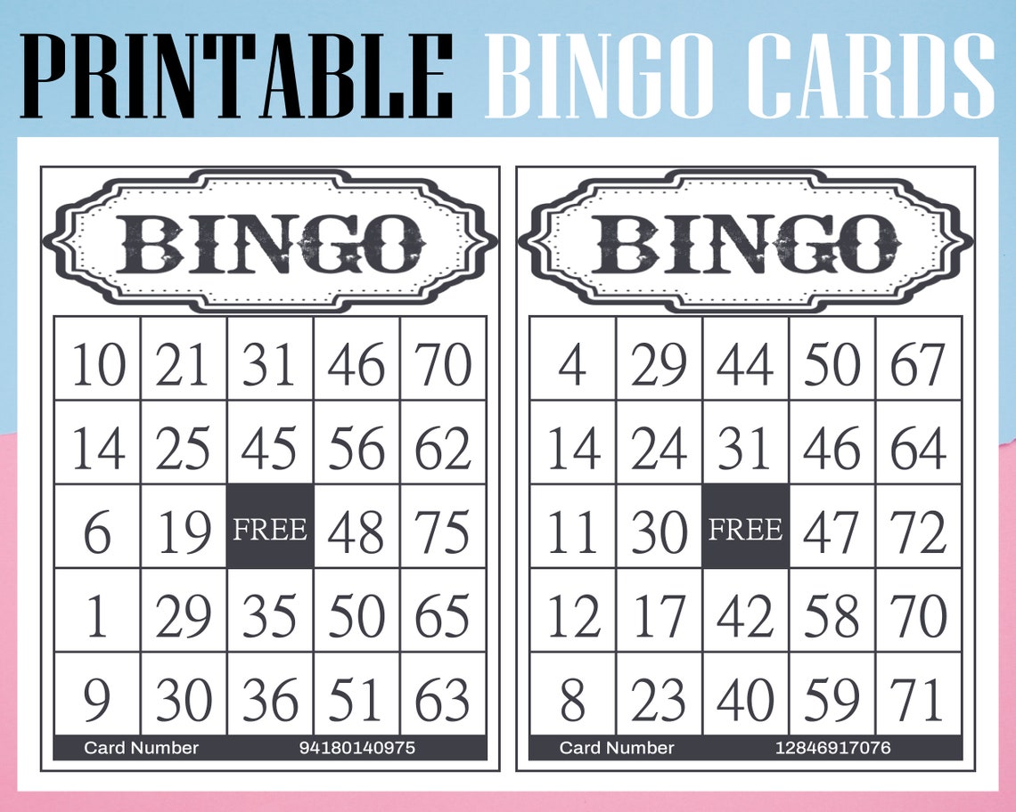 75 Balls Classic Bingo Card Printable Instant Download 1200 Cards per ...