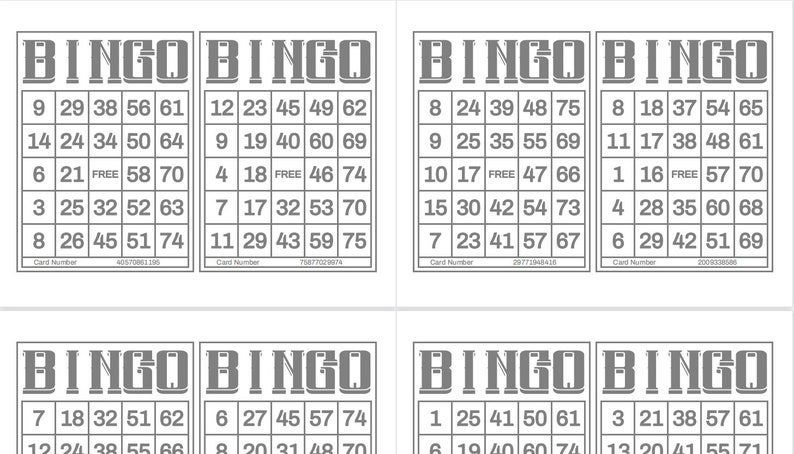 1200 Printable Bingo Cards, 2 per Page, Large, Activities for Seniors ...