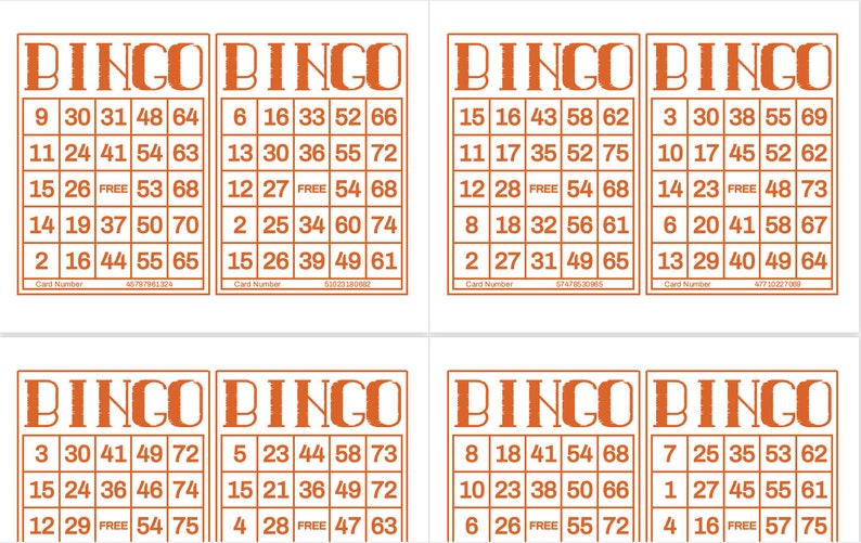 1200 Printable Bingo Cards, 2 per Page, Large, Classic Bingo Game ...