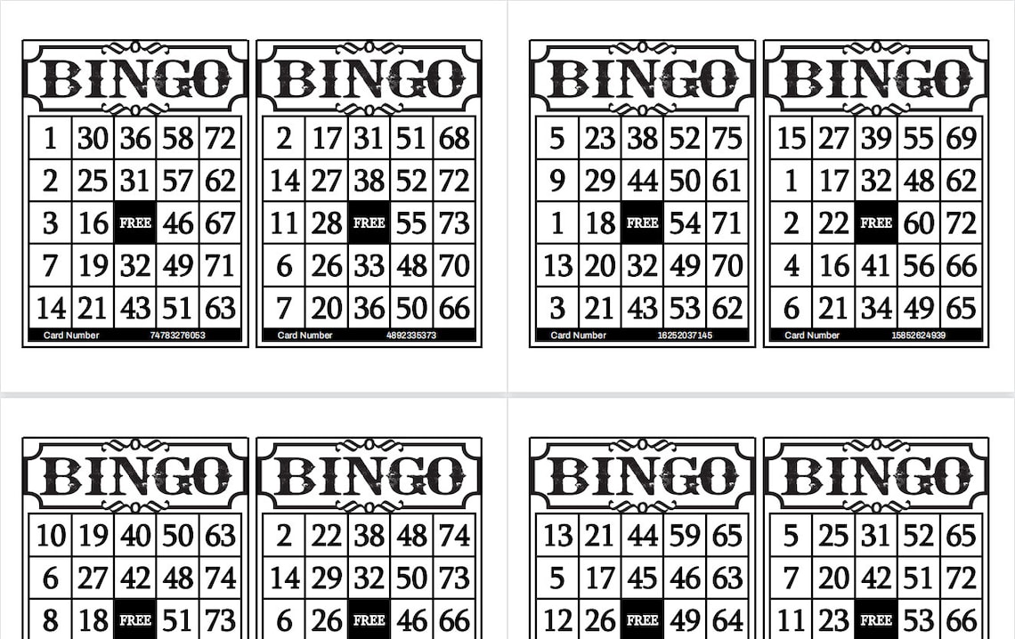 1200 Printable Bingo Cards 2 per Page Large Activities for - Etsy