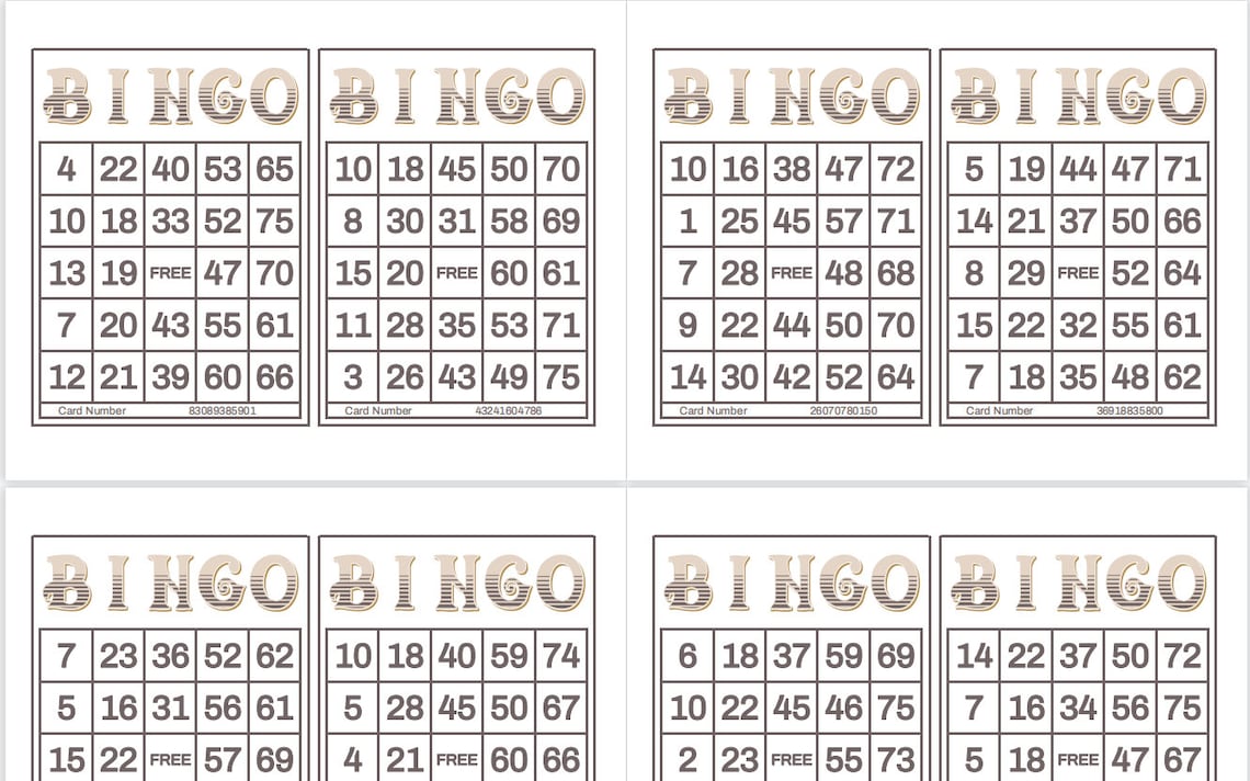 1200 Printable Bingo Cards 2 per Page Large Classic Bingo - Etsy