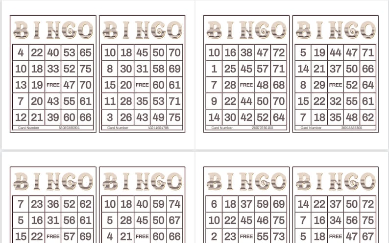 1200 Printable Bingo Cards, 2 per Page, Large, Classic Bingo Game ...