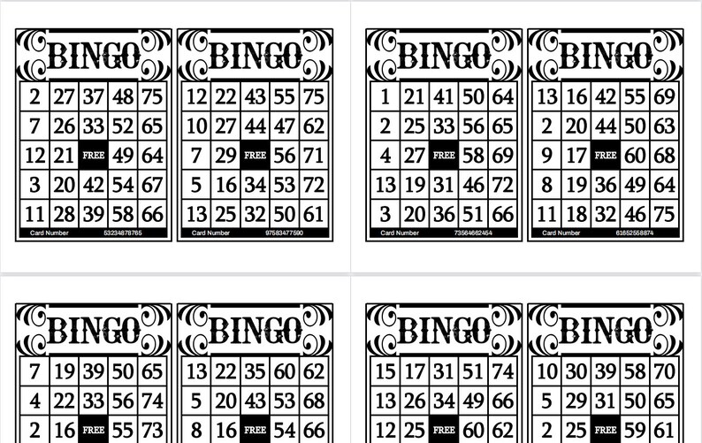Bingo Cards for Parties and Events 1200 Printable Instant Download ...
