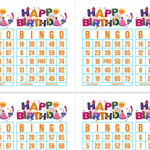 1200 Printable Bingo Cards, 2 per Page, Large, Birthday Bingo Game ...