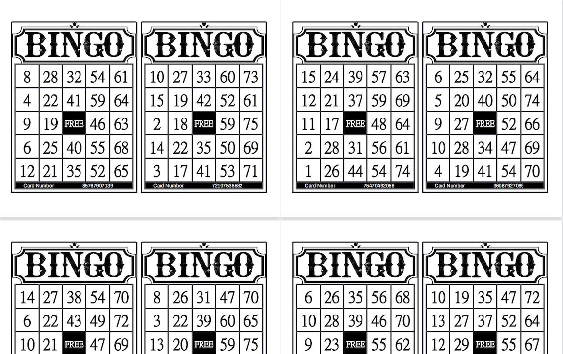 75 Balls Classic Bingo Cards Printable Instant Download 1200 Cards 2 ...