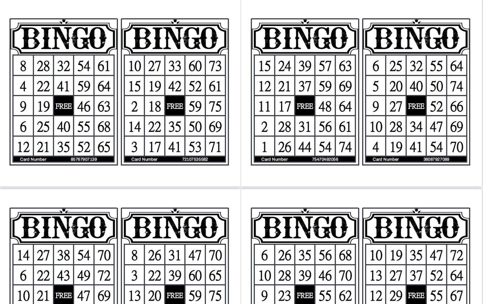 75 Balls Classic Bingo Cards Printable Instant Download 1200 Cards 2 per Page for Parties for ...