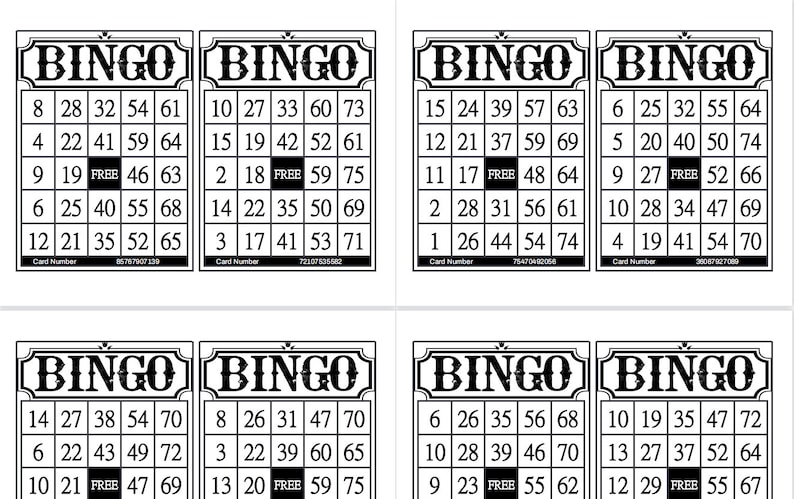 75 Balls Classic Bingo Cards Printable Instant Download 1200 Cards 2 ...