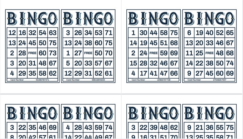 1200 Printable Bingo Cards, 2 per Page, Large, Activities for Seniors ...