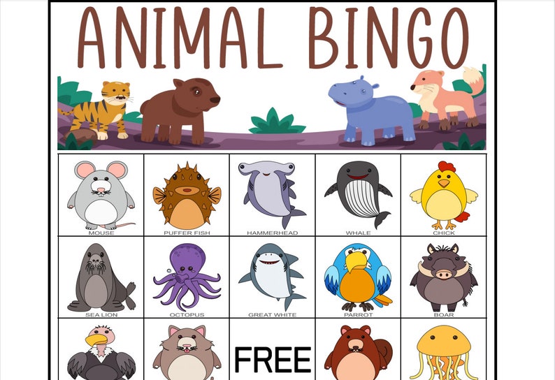Instant Download: 50 Printable Animal Bingo Cards for Endless Fun ...