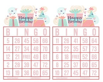 1200 Printable Bingo Cards, 2 per Page, Large, Birthday Bingo Game ...