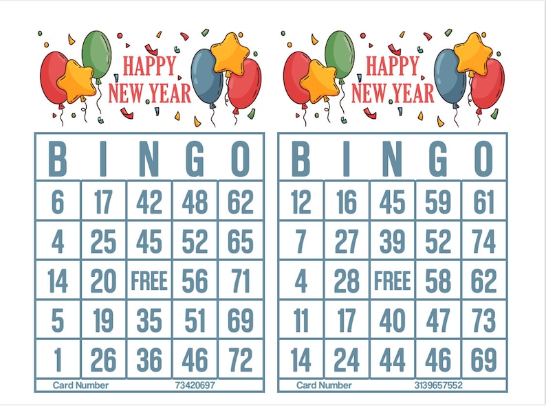1200 Printable Bingo Cards, 2 per Page, Large, Birthday Bingo Game ...