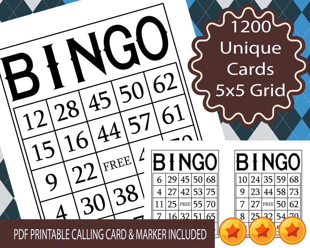 1200 Printable Bingo Cards, 1 per Page, Minimalist PDF Format for All ...