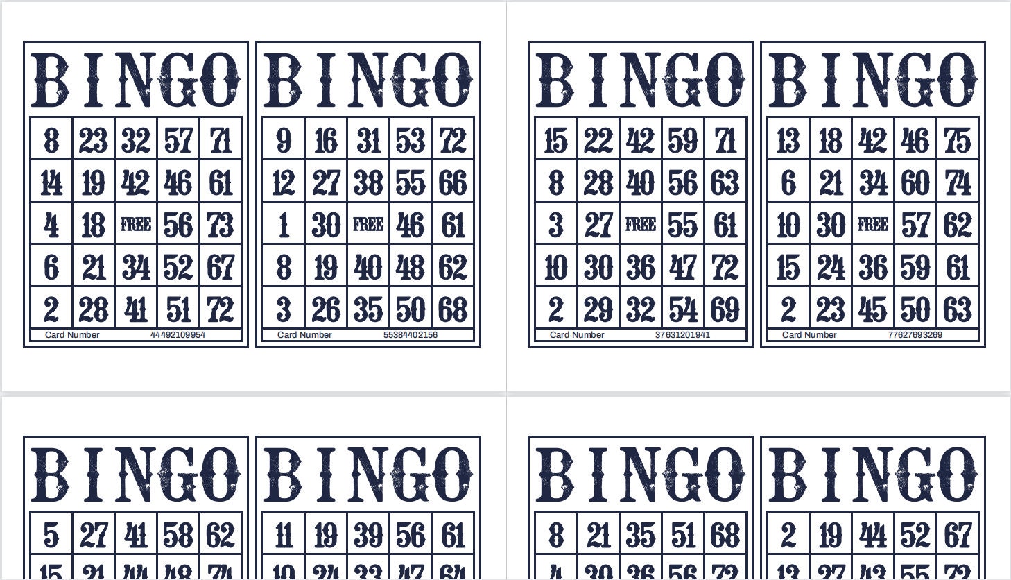 1200 Printable Bingo Cards, 2 per Page, Large, Activities for Seniors ...
