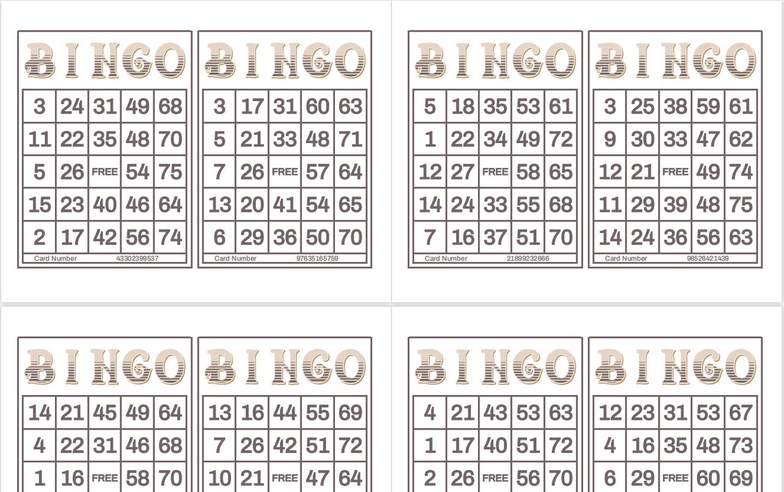 1200 Printable Bingo Cards 2 per Page Large Classic Bingo - Etsy