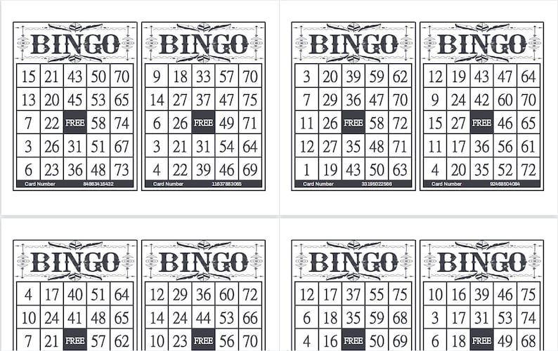 1200 Printable Bingo Cards, 2 per Page, Large, Activities for Seniors ...