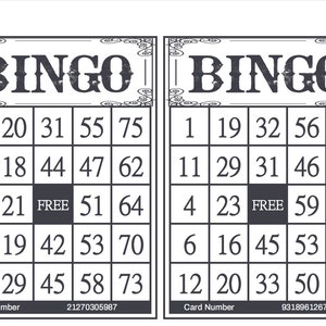 75 Balls Classic Bingo Card Printable Instant Download 1200 Cards per ...