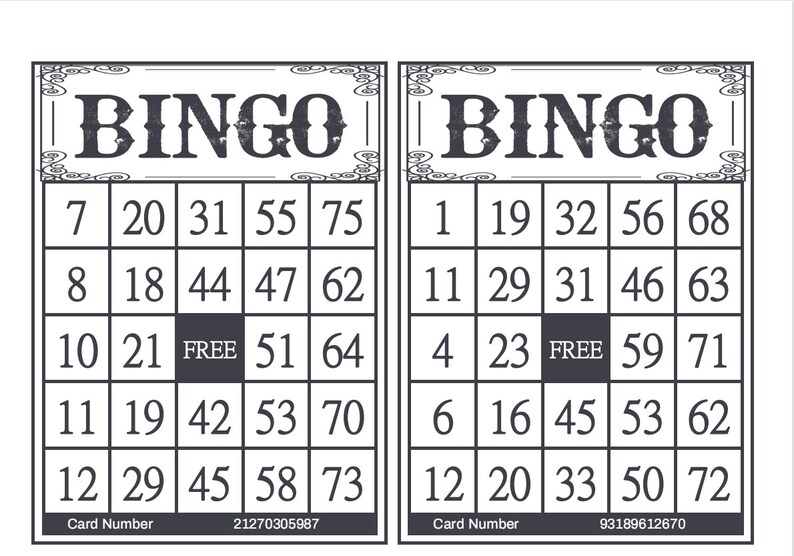75 Balls Classic Bingo Card Printable Instant Download 1200 Cards per ...