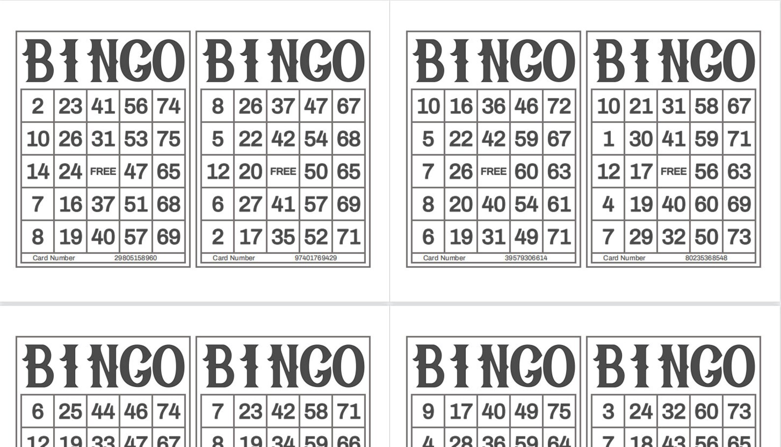 1200 Printable Bingo Cards, 2 per Page, Large, Activities for Seniors ...