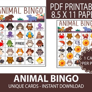 Instant Download: 50 Printable Animal Bingo Cards for Endless Fun ...