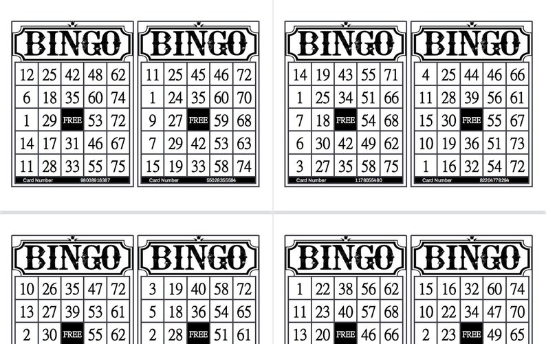 75 Balls Classic Bingo Cards Printable Instant Download 1200 Cards 2 ...
