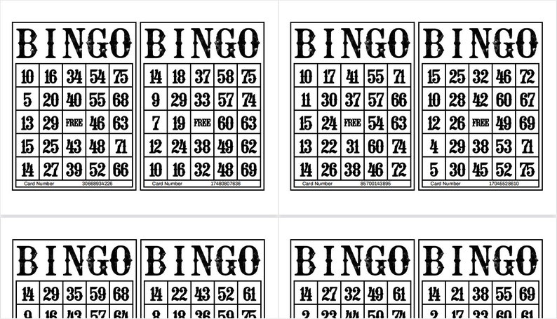 1200 Printable Bingo Cards 2 per Page Large Activities for - Etsy