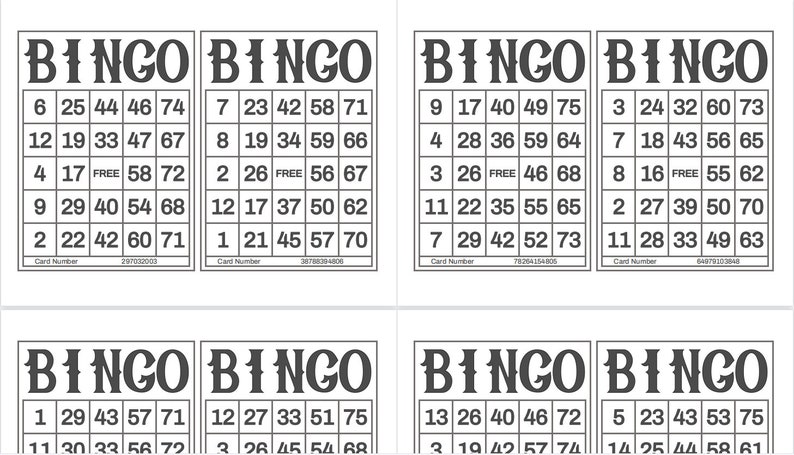 1200 Printable Bingo Cards, 2 per Page, Large, Activities for Seniors ...