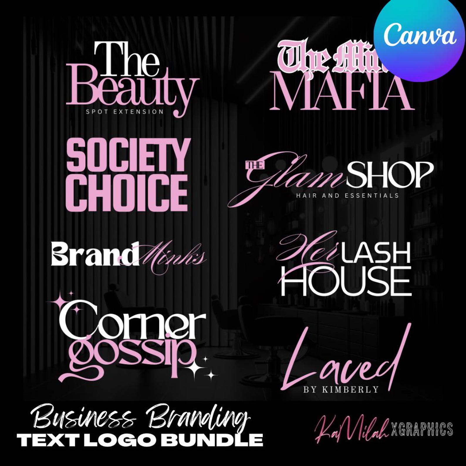 Custom Text Logo Bundle, Luxury Logo Design, Business Branding, Beauty ...