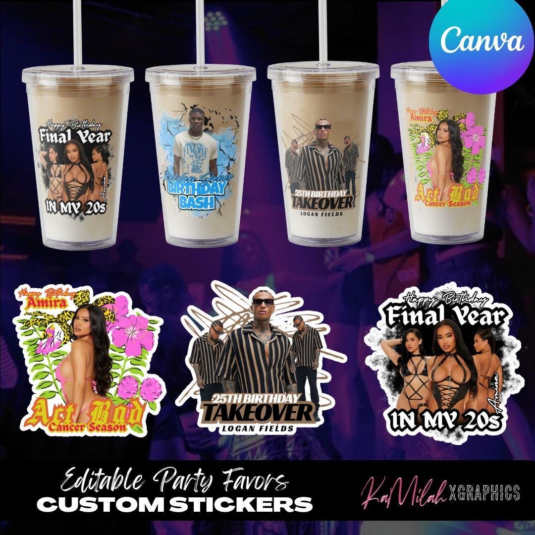 Editable Party Cup Template, Custom Styrofoam Design (canva) - Etsy