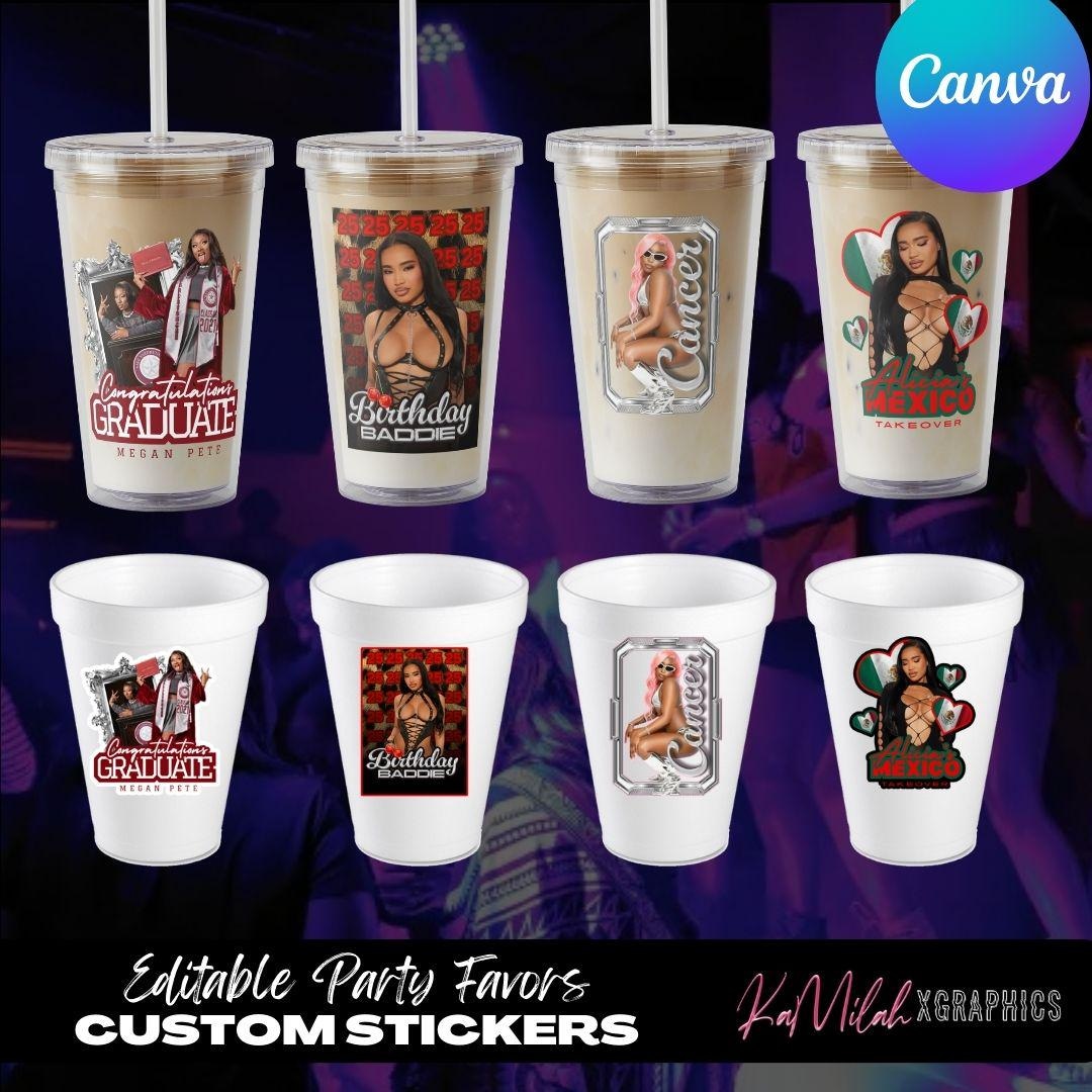 Editable Party Cup Template, Custom Styrofoam Cup Design (canva) - Etsy