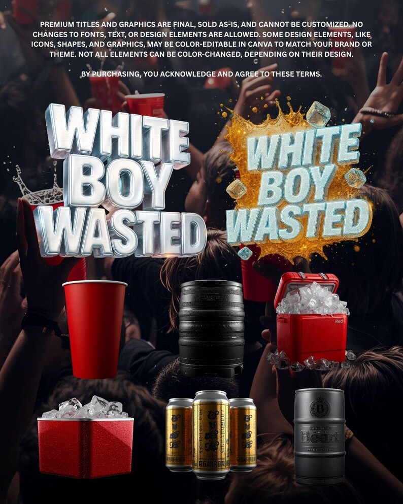 White Boy Wasted Party Flyer Templates, Club, Frat, House Party (canva ...