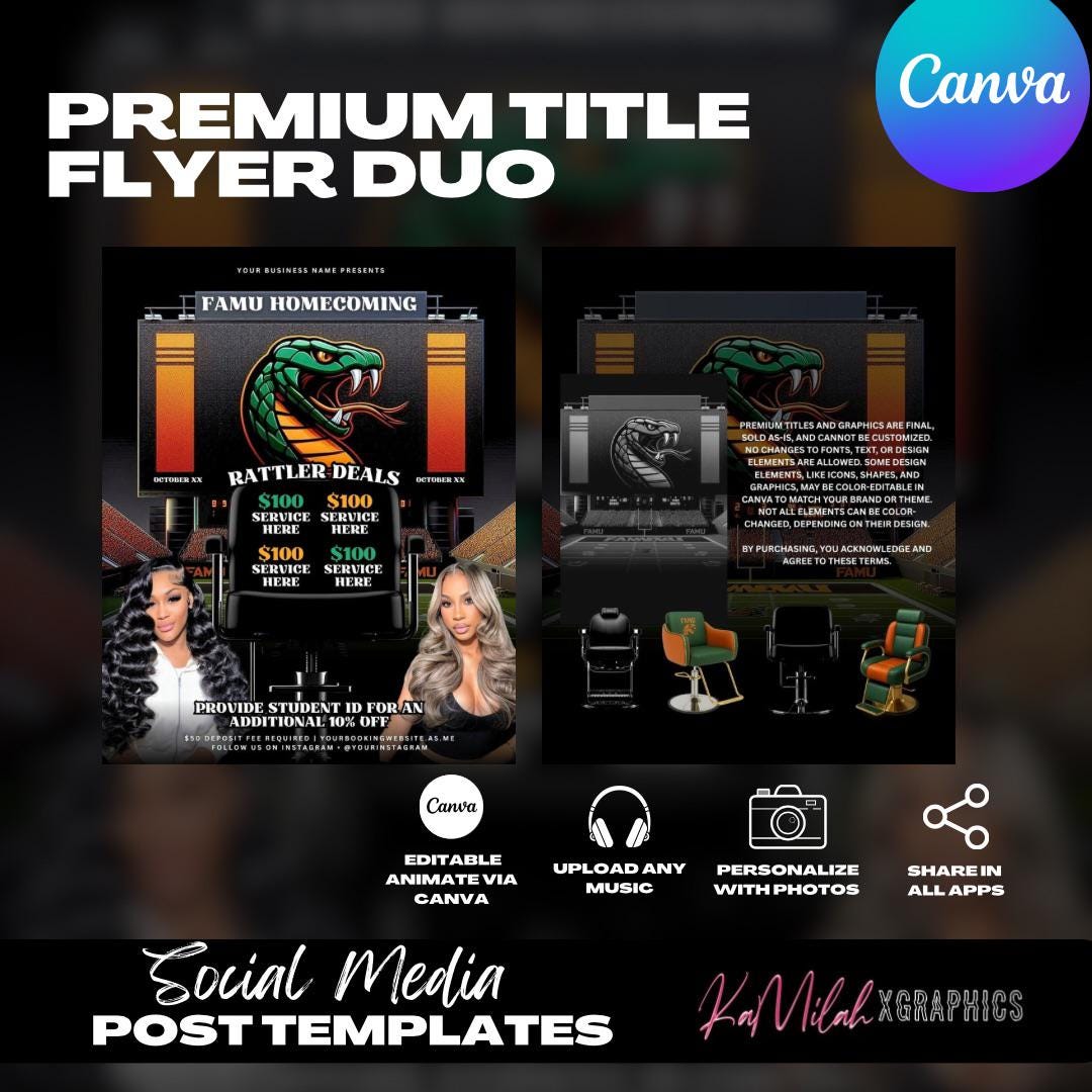 FAMU Homecoming Flyer Bundle, Social Media Template (canva Editable) - Etsy