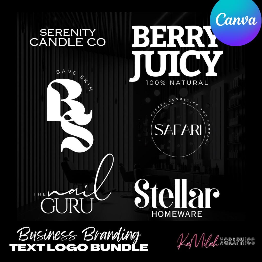 Custom Text Logo Bundle, Luxury Logo Design, Business Branding, Beauty ...