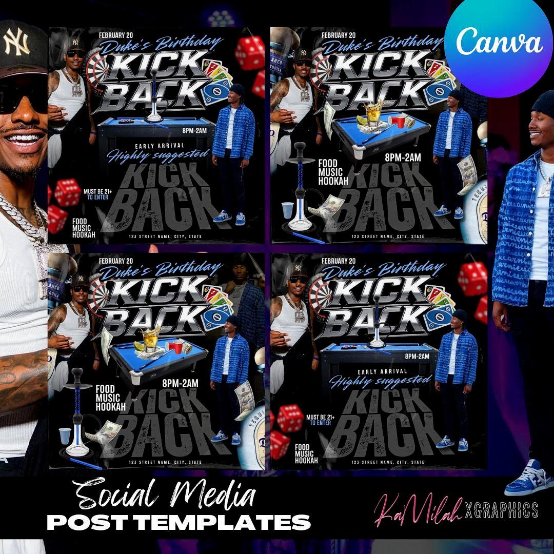 Kickback Flyer (2 TEMPLATES), Hookah Menu, Event Flyer, Birthday Party ...