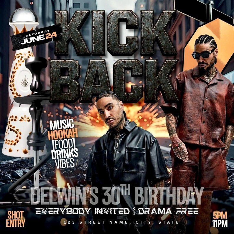 Kickback Block Party Flyer Templates, Editable Canva (digital Download ...