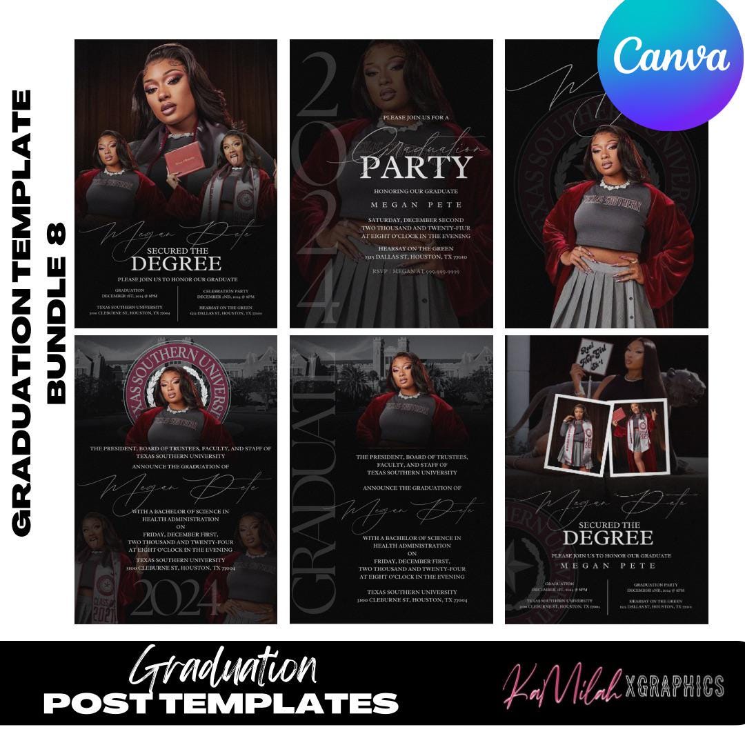 Graduation Invitation Flyer 8 (6 TEMPLATES), Graduation Party, Class of ...